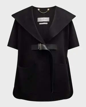 Max Mara Max Mara Dorico Belted Cashmere Cape - Black