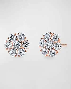 Diamond Flower Stud Earrings