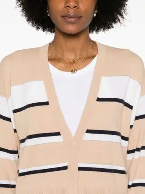 Peserico Bead-embellished Striped Cardigan