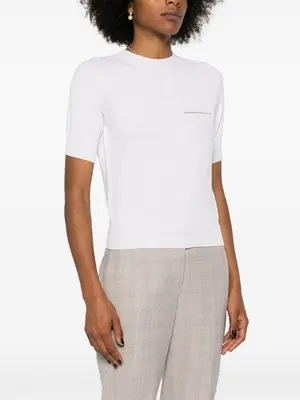 Peserico Bead-embellished Knitted Top - White