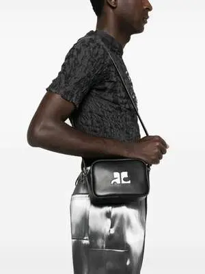 COURREGES Reedition Leather Shoulder Bag - Black
