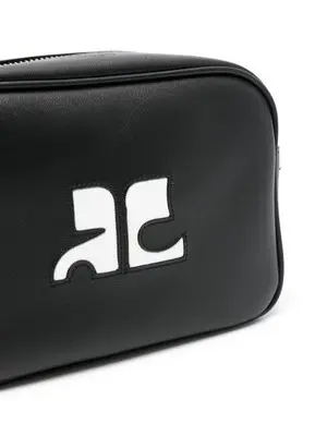 COURREGES Reedition Leather Shoulder Bag - Black