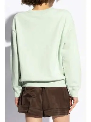 GANNI Logo-print Organic Cotton Sweatshirt - Green