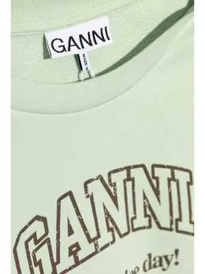 GANNI Logo-print Organic Cotton Sweatshirt - Green