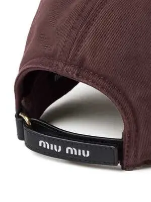 Miu Miu Baseball Cap With Embroidered Logo - Red