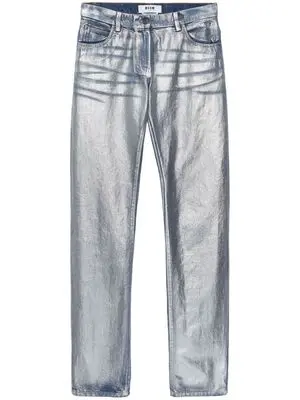 MSGM Metallic-finish Straight Jeans - Blue
