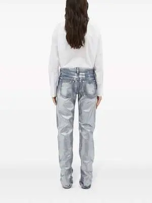 MSGM Metallic-finish Straight Jeans - Blue
