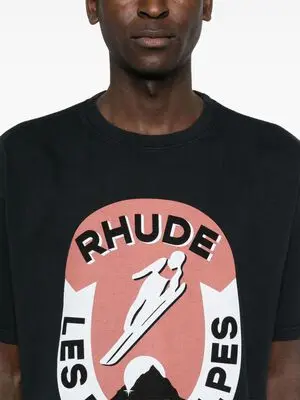 Rhude Logo-print Cotton T-shirt - Black
