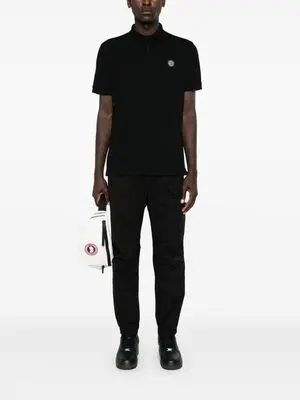 Stone Island Compass-patch Piqué Polo Shirt - Black