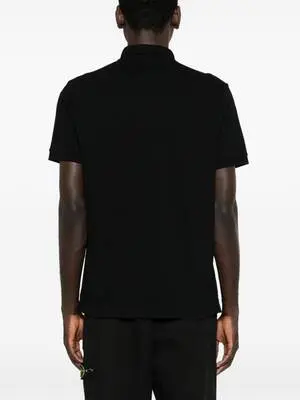 Stone Island Compass-patch Piqué Polo Shirt - Black