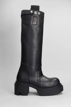 Rick Owens Knee Pull On Bogun High Heels Boots In Black - 33% Off