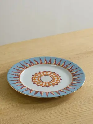 La DoubleJ Gold-plated Porcelain Charger Plate - Blue