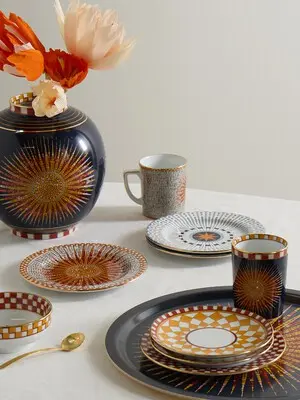 La DoubleJ Set Of Four Gold-plated Porcelain Dessert Plates