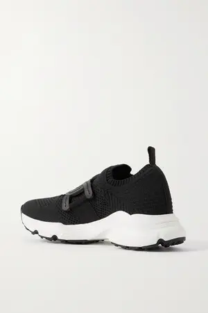 TOD'S Leather-trimmed Stretch-knit Slip-on Sneakers - Black