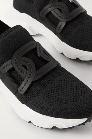 TOD'S Leather-trimmed Stretch-knit Slip-on Sneakers - Black