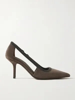Brunello Cucinelli Suede Pumps With Cutout And Bead Embellishment
