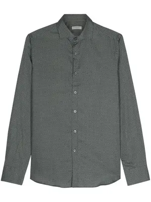 Canali Geometric-pattern Cotton Shirt