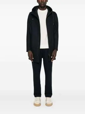 Herno Logo-plaque Hooded Coat - Blue