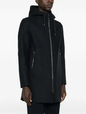 Herno Logo-plaque Hooded Coat - Blue