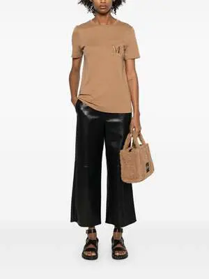 Max Mara Embroidered Logo Cotton T-shirt - Brown