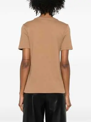 Max Mara Embroidered Logo Cotton T-shirt - Brown