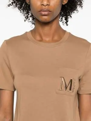 Max Mara Embroidered Logo Cotton T-shirt - Brown