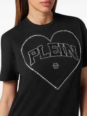 Philipp Plein Heart Motif Cotton T-shirt - Black