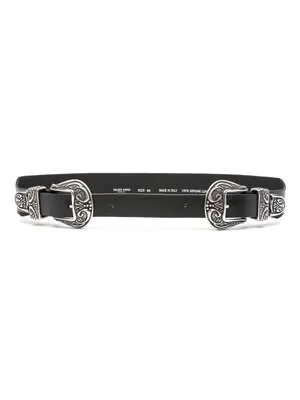 GOLDEN GOOSE Double-buckle Leather Belt - Black