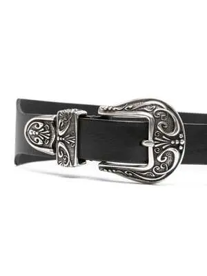 GOLDEN GOOSE Double-buckle Leather Belt - Black