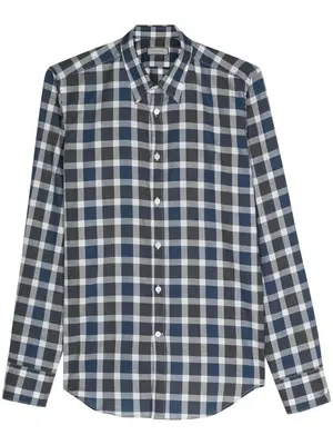 Canali Check-pattern Cotton Shirt - Blue