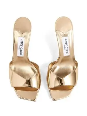 JIMMY CHOO Skye 70 Metallic Mules - Gold