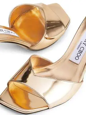 JIMMY CHOO Skye 70 Metallic Mules - Gold
