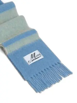 Marni Fringed Brushed-knit Scarf - Blue
