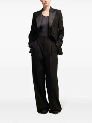 AMI Paris Wide-leg Wool Trousers - Black