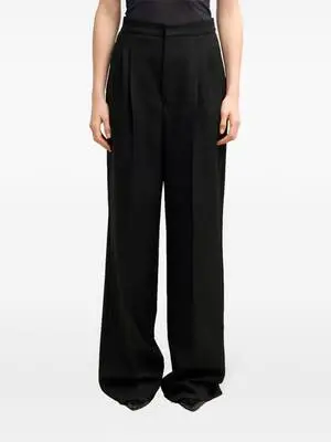 AMI Paris Wide-leg Wool Trousers - Black