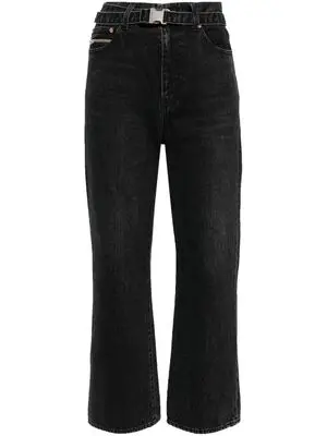 Sacai Straight-leg Cropped Jeans - Black