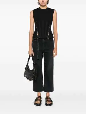 Sacai Straight-leg Cropped Jeans - Black