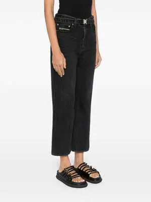 Sacai Straight-leg Cropped Jeans - Black