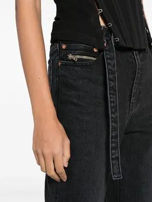 Sacai Straight-leg Cropped Jeans - Black