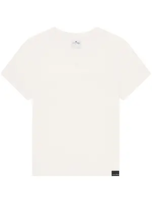 COURREGES Logo-embroidered Cotton T-shirt - White