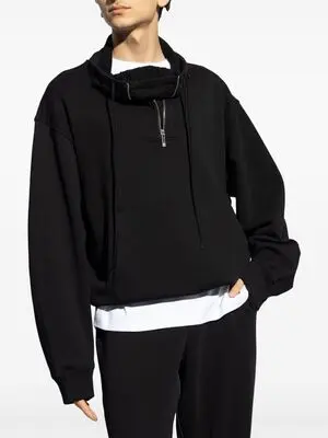 Helmut Lang Drawstring Stand-up Collar Sweatshirt - Black