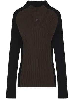 COURREGES Logo-embroidered Ribbed Jumper