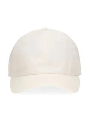Borsalino Linen Baseball Cap With Logo Tag - White