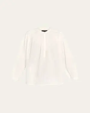NILI LOTAN Neville Voluminous Pullover Blouse - Ivory Dobby Stripes
