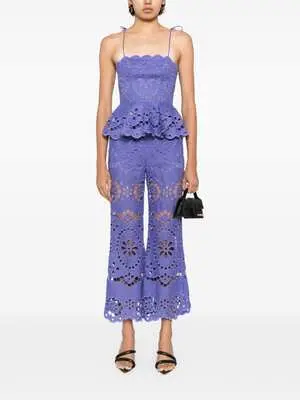 Zimmermann Broderie Anglaise Cropped Trousers - Purple
