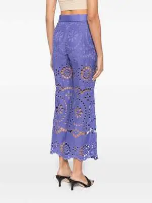 Zimmermann Broderie Anglaise Cropped Trousers - Purple