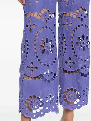 Zimmermann Broderie Anglaise Cropped Trousers - Purple