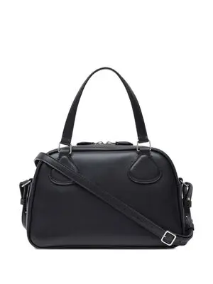 COURREGES Logo Plaque Leather Bowling Bag - Black