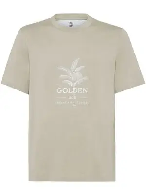Brunello Cucinelli Graphic-print Cotton T-shirt - Green