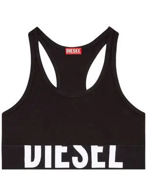 DIESEL® Logo-intarsia Racerback Bra - Black